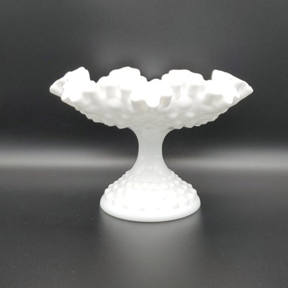 Fenton | Accents | Vintage Fenton Milk Glass Hobnail Footed Compote ...
